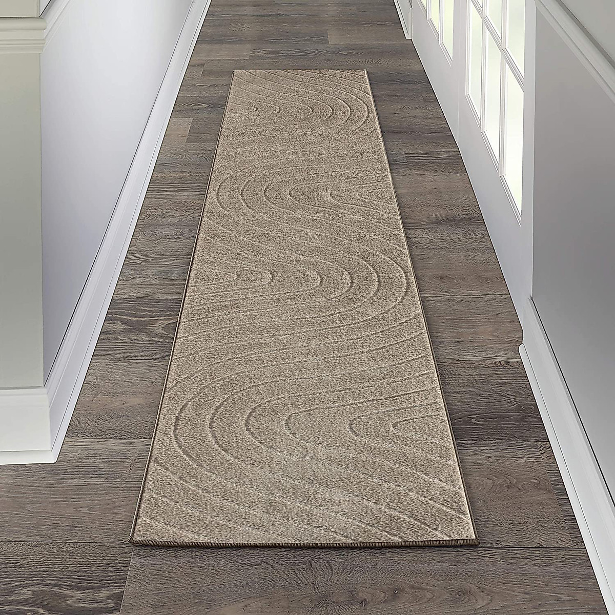 LUXE WEAVERS Modern Geometric Wave Beige 2x8 Area Rug