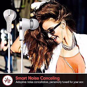 RAYZ Pioneer Pro USB-C & Lightning Wired Headphones Earphones, Active Noise Cancelling Earbuds Microphone Volume Control, Compatible with iPhone Mac iPad, Android, Nintendo Switch, Google Pixel - Ice