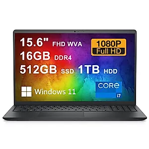 Dell Inspiron 15 3000 3530 Business Laptop | 15.6" FHD WVA Anti-glare Multi-Touch | 13th Gen Intel 10-Core i7-1355U | 16GB DDR4 512GB SSD + 1TB HDD | Intel Iris Xe Graphics FHD Webcam HDMI Win11 Black