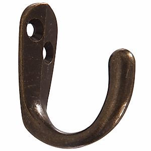 Hardware Essentials 852899 Clothes Hooks Antique Brass -2 Pack