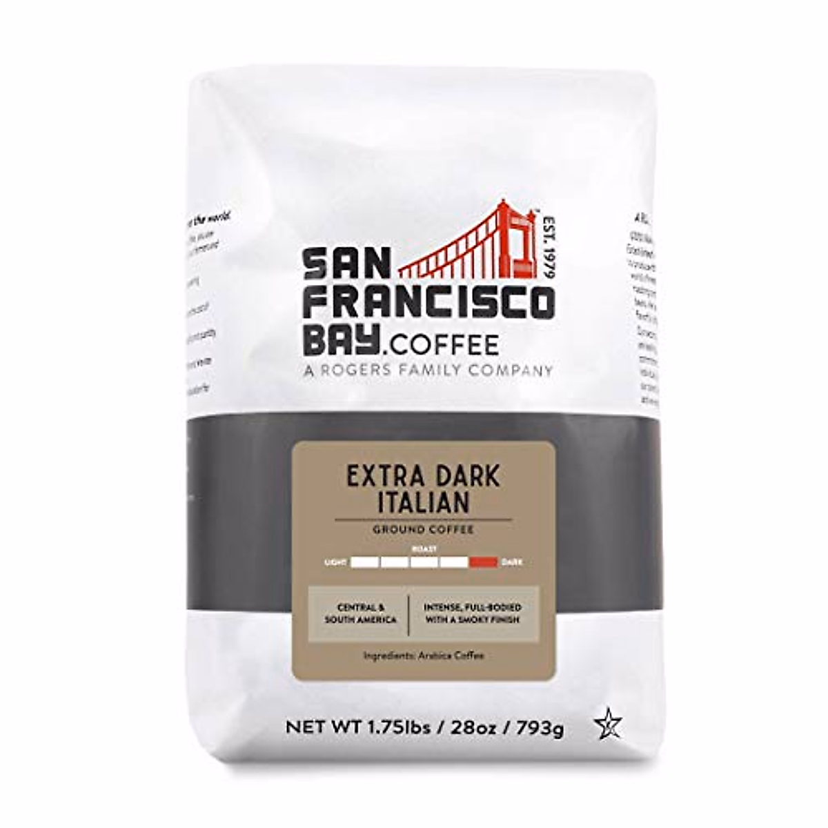 San Francisco Bay Ground Coffee - Extra Dark Italian (28oz Bag), Dark Roast