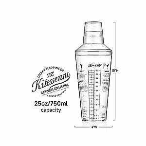 KITESSENSU Cocktail Recipe Shaker - Martini Recipes Measured Plastic Cobbler Shaker with Cap and Built In Strainer - Best Gift for Beginner