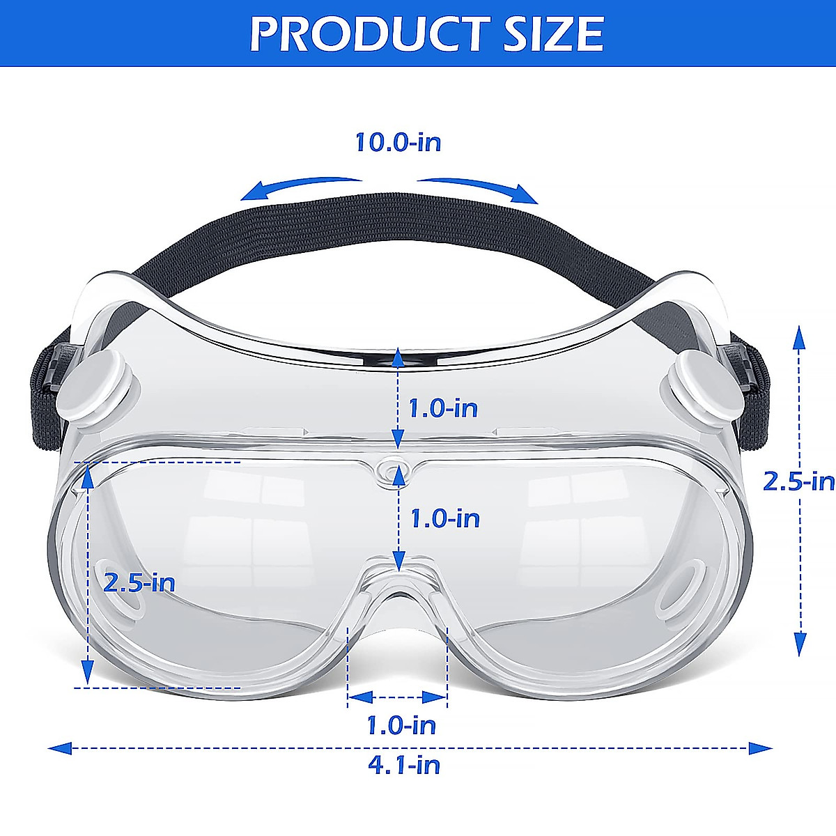 OXG 6 Pack Anti-Fog Safety Glasses Over Eyeglasses，Protective Safety Goggles ANSI Z87.1 Lab Goggles Men Women