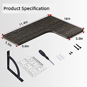 MOLYHOM Wood Floating Corner Shelves, Wall Shelves for Bedroom, 4 Sets of Wall Mounted Shelf…