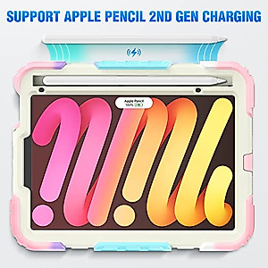 Timecity iPad Mini 6 Case (iPad Mini 6th Generation Case 8.3 inch 2021): with Strong Protection, Screen Protector, Handle, Shoulder Strap, 360° Rotating Stand, Pencil Holder - Pink Camo