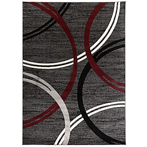 Rugshop Modern Wavy Circles Design Area Rug 7' 10" x 10'2" Red