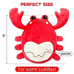 Heating Pads for Cramps,Microwave Heating Pad,Warmies Microwavable Animals,Crab Plush with Removable Lavender Scented Heating Pad,Red Crab