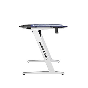 Atlantic Dardashti PC Computer, Home Office Gaming Table Z Shaped Gamer Workstation with Cup Holder and Headphone Hook, Z1-21, Cobalt Blue Desk