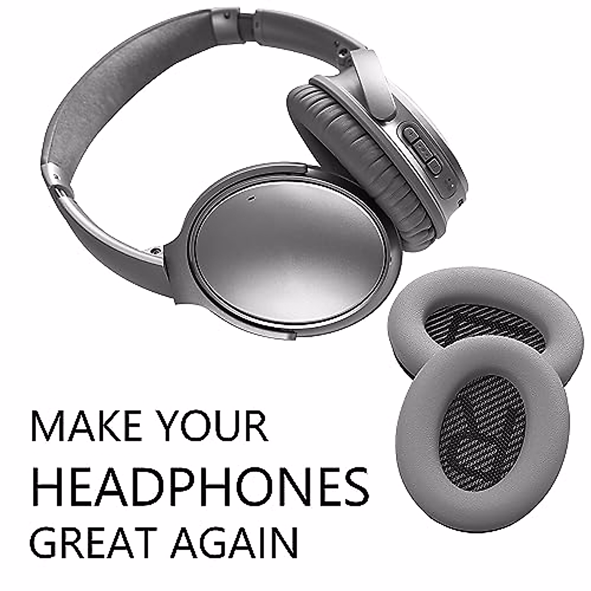 Bose Headphones Replacement Ear Pads for Bose Quiet Comfort 35 Soft Replacement Earpads Ear Cushions for Bose - QC 35, QC25, QC15, QC2, Ae2, Ae2i, Ae2w, SoundLink/Sound True (Grey)