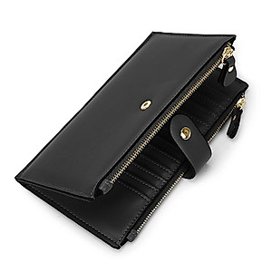 YALUXE Leather Wallets for Women Double Zipper Pockets Phone Holder 22 Card Slots Organizer Billfold with ID Window