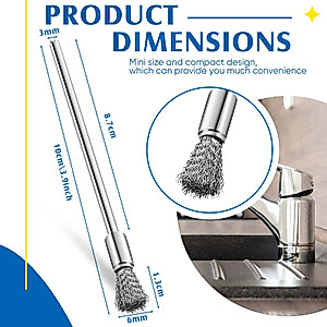 10 Pcs Wire Brush Extended Steel Cleaning End Brushes Pen Stainless Steel Wire Brush 3 mm Mandrel Rust Paint Removal Bits Polishing Rotary Tool Accessories, 6 mm End Brush