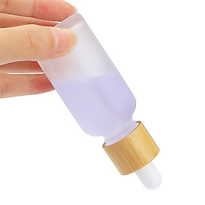 4 Pack Frosted Glass Dropper Bottles,Essential Oil Bottles With Eye Dropper And Bamboo Lids Perfume Sample Vials Essence Liquid Cosmetic Containers (30ml/1oz)