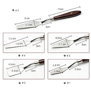 5 pcs Painting Mixing Scraper, Marrywindix Stainless Steel Spatula Palette Knife Oil Painting Accessories Color Mixing
