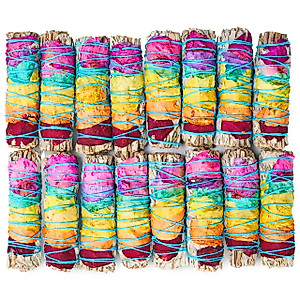 JL Local Chakra Sage Smudge Sticks 4 Inch | Natural Flower White Sage Smudging Wands | Bulk Quantities for Home Cleansing, Meditation, & Smudging Rituals | Sustainably Sourced California White Sage