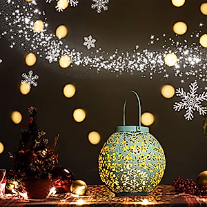 Solar Lanterns Outdoor Waterproof, 2 Pack Solar Garden Lights Outdoor Solar Hanging Lanterns, Solar Patio Lanterns Decorative Retro Metal Solar Lights for Patio Yard Pathway Walkway Party (Blue)