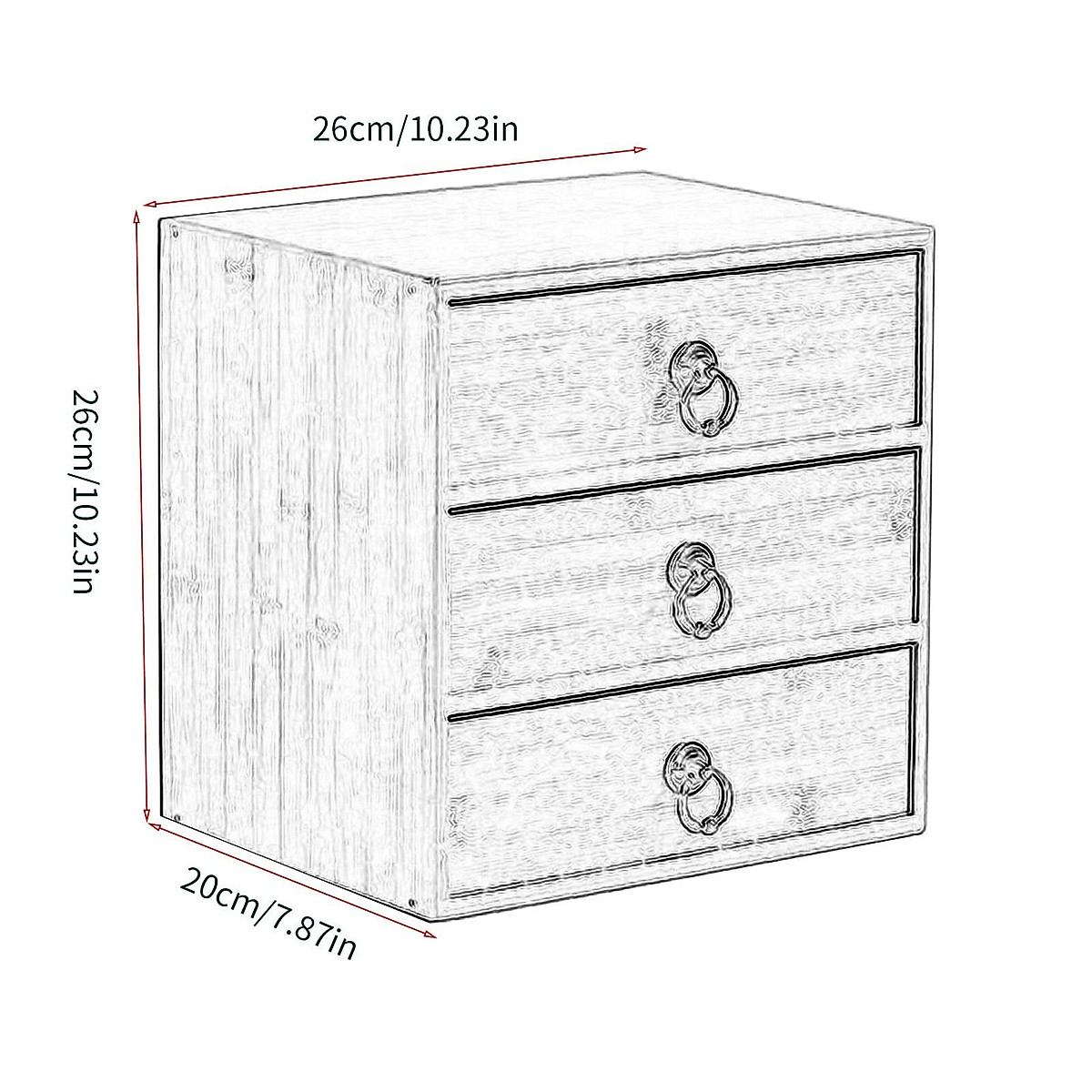 Desktop Storage Box With Drawers - Desktop File Cabinet Organizers, Multi-Layer Drawer Storage Box, Solid Wood Flat File Cabinet, A4 Treatment Storage Cabinet For Home Desktop Office ( Size : 3 layer