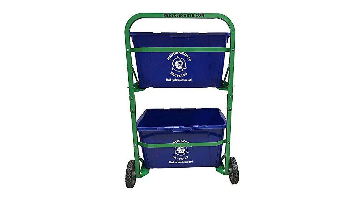 Metal-Reinforced Recycling Bin Cart - 220lb Capacity