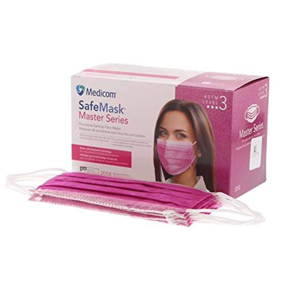 Medicom 2051 SafeMask Masters Series Masks, Azalea Festival/Fuchsia (Pack of 50)