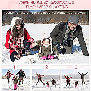 Kids Camera, Wonder Island Kids Digital Camera for Girls Age 3-12, Christmas Birthday Gifts Toys Camera for 3 4 5 6 7 8 Year Old Boy, Selfie Camera Time-Lapse Video Record with 32GB SD Card-Pink