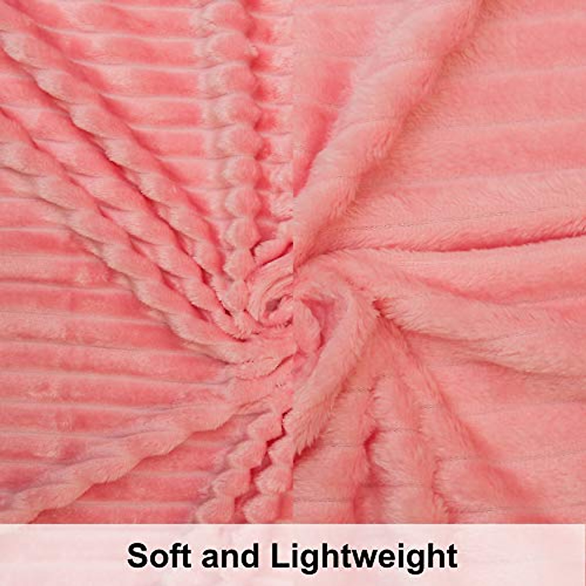 NTBAY Flannel Fuzzy Toddler Blanket, Fluffy Warm and Lightweight Reversible Stripes Design Baby Plush Blanket, 30x40 Inches, Pink