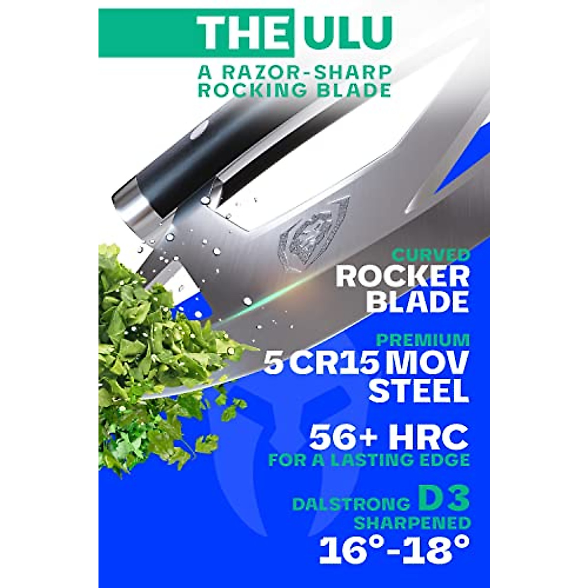 Dalstrong Ulu Knife - 7 inch - Rocking, Mincing, Slicing Meat & Herb Knife - Gladiator Series Elite - High-Carbon 5CR15MOV Steel - Razor Sharp Kitchen Knife - G10 Handle - w/Sheath