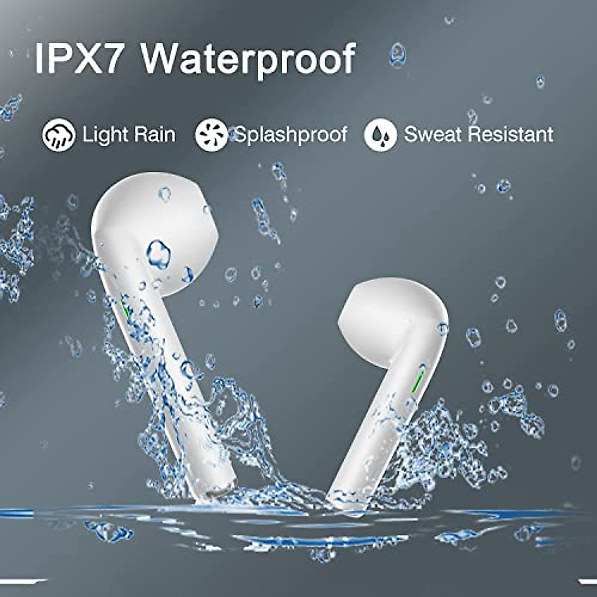 Wireless Earbuds, Bluetooth 5.3 Noise Canceling Earbuds, 3D HIFI Stereo Bass, IPX7 Waterproof Sports Touch Control with Charging Case for android ios