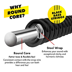 DR Strings Bass Guitar Strings, Black Beauties - Black Coated, 50-110 (BKBT-50)