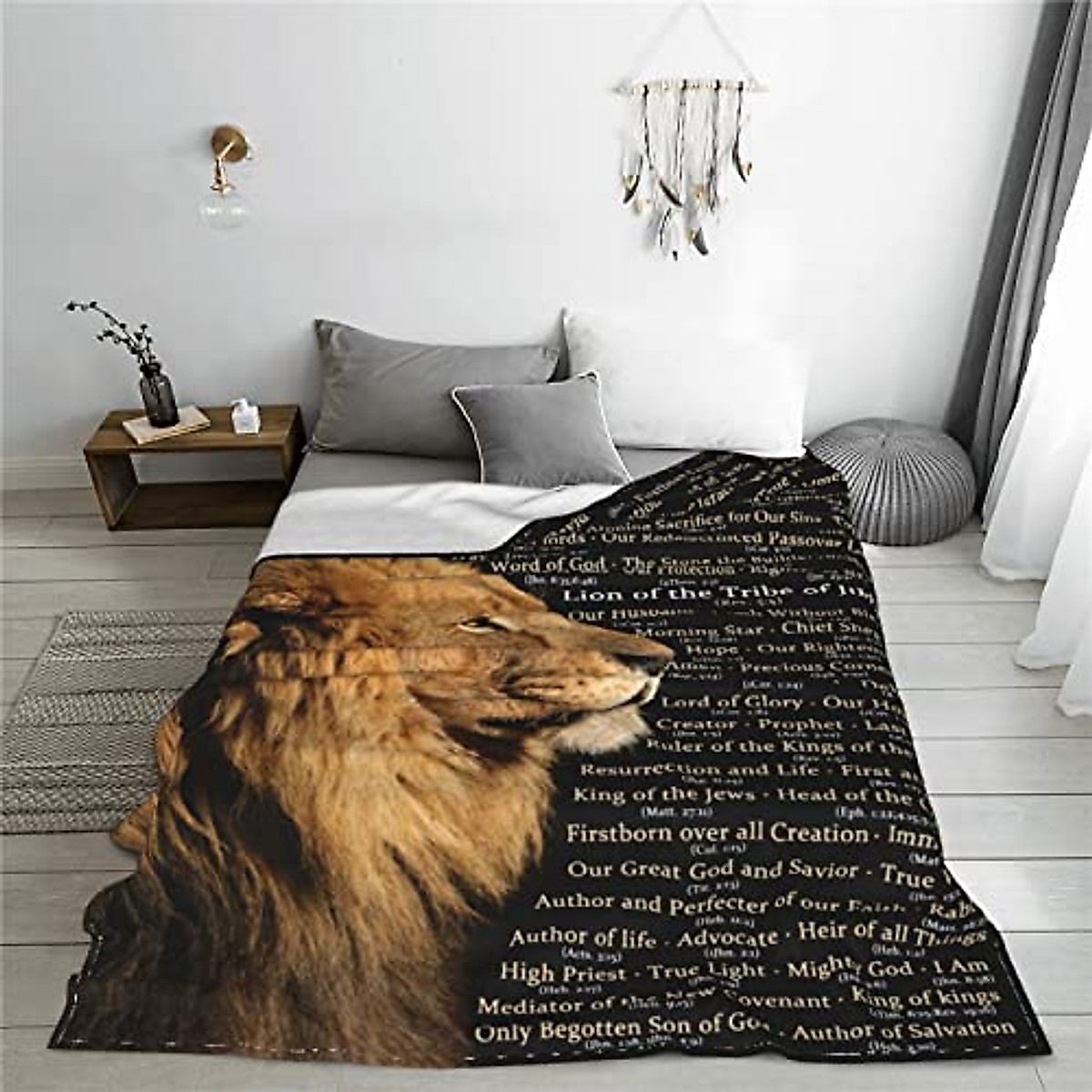 Christian Gifts Bible Verse Throw Blanket Religious Gifts for Women Men Soft Lightweight Flannel Blanket for Use in Bed, Sofa, Living Room and Travel 50"x40"