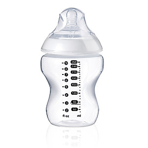Tommee Tippee Closer to Nature Baby Bottles, Slow Flow Breast-Like Nipple with Anti-Colic Valve, 9oz, 6 Count, Clear