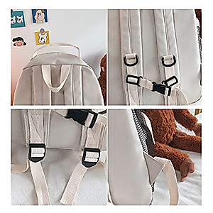 SPORTBANG Cute Aesthetic Backpack for teen girls middle school Bag Student Laptop White Backpacks With Cute pin accessories (White, One Size)