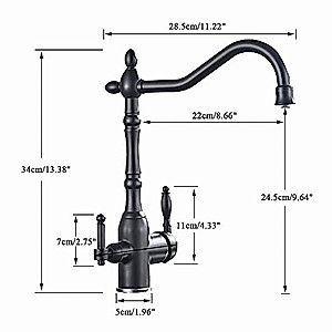 Kitchen Filter Faucet Pure Water 360 Rotation Kitchen Sink Crane Dual Handle Dual Water Function Mode Filter Mixer Taps Antique Brass