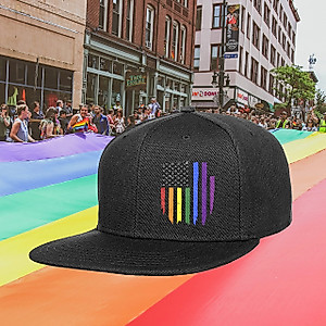 LGBTQ Accessories Pride Gay Stuff Rainbow Snapback Hats for Men Flat Bill Adjustable Baseball Cap Trucker Dad Hat Black Gifts
