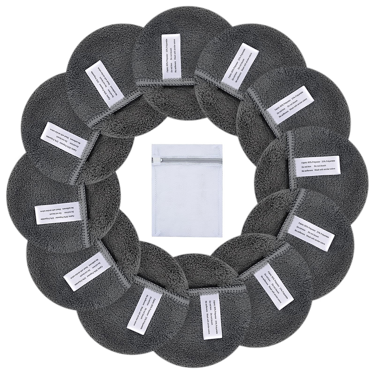 SUNLAND Reusable Makeup Remover Pads for Face,Eyes,Lips Microfiber Face Cleansing Gloves Washable Makeup Remover Cloth with Laundry Bag Rounds Pads