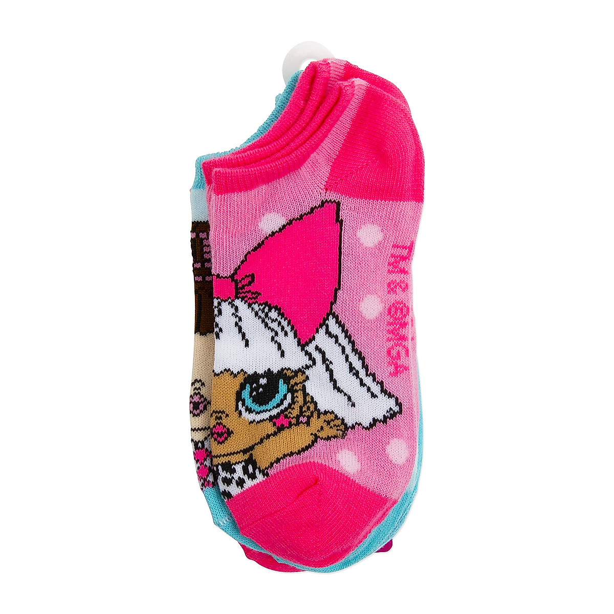 L.O.L. Surprise! Girls' Big 5 Pack No Show, Blue Aqua/Hot Pink, Fits Sock Size 9-11 Fits Shoe Size 4-10.5