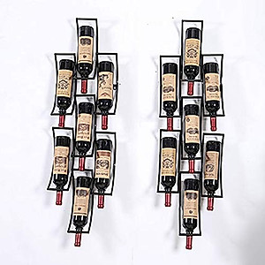 PIBM Stylish Simplicity Wine Shelf Iron Wine Rack Wall-Mounted Metal Wine Rack 7 or 10 Bottles Capacity, Black , Small