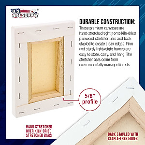 U.S. Art Supply 5 x 7 inch Stretched Canvas Super Value 10-Pack - Triple Primed Professional Artist Quality White Blank 5/8" Profile, 100% Cotton, Heavy-Weight Gesso - Acrylic Pouring, Oil Painting