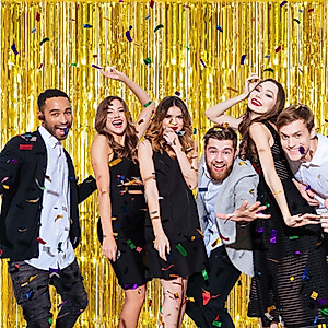 Avezano 66pcs Black and Gold Party Decorations, Gold Metallic Tinsel Foil Fringe Curtain Balloon Arch Kit Backdrop for Graduation Retirement Birthday Prom Party Decor Photoshoot Props Supplies