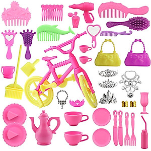 SOTOGO 85 Pieces Doll Clothes and Accessories for 11.5 Inch Girl Doll Include 10 Sets Handmade Doll Outfits Fashion Doll Dresses Party Doll Gowns, 75 Pieces Doll Accessories and Storage Bag