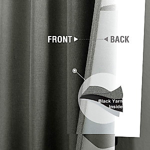 Lazzzy Bedroom Curtains 84 Inches Long 2 Panels Dark Gray Room Darkening Thermal Insulated Linen Textured Window Treatment Set Light Reducing Drapes