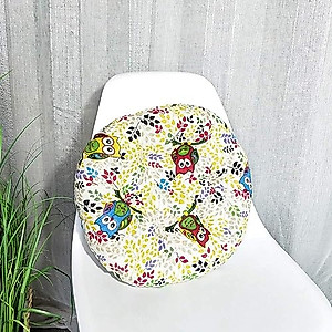 JAIJY French Chair Round Chair Seat Thick Dining Chair Cushion Soft Boho Comfortable Indoor Patio Furniture Seat Cushion Geometric Pattern Office Chair Mat (Owl,20")