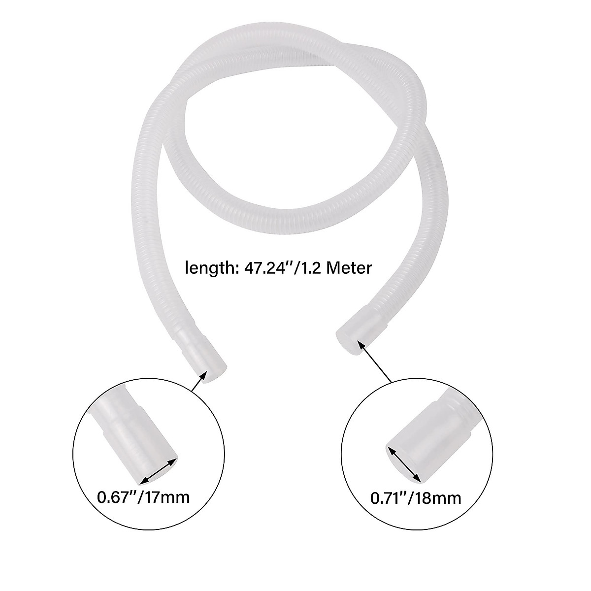 BQLZR Replacement Hose Tube 47.24 Inch Length Plastic for Urinal Pee Bottle Pack of 2