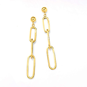 Ross-Simons 14kt Yellow Gold Paper Clip Link Graduated Drop Earrings