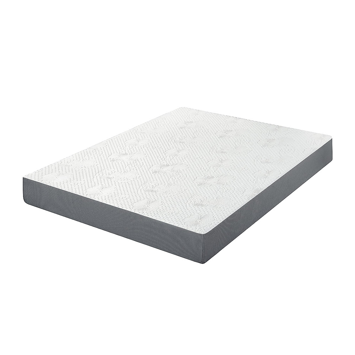 Olee Sleep 8 Inch Ventilated Gel Infused Memory Foam Mattress, CertiPUR-US® Certified, Gray, Queen