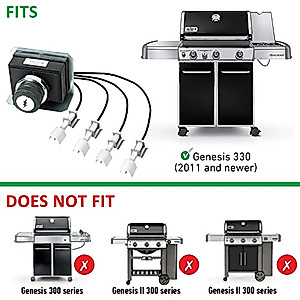 ATKKE 7629 Grill Igniter Kit Replacement for Weber Genesis E/S-330 Grill with Front Mounted Control Panel, (Model Years 2011-2016) Electrodes Ignitions Kit for Weber Parts 65946 62754, Easy to Install