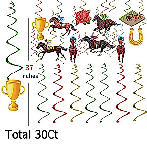 Kentucky Derby Hanging Swirls Party Decorations - Horse Racing Derby Race Hanging Cutouts Whirls Ceiling Supplies Decor