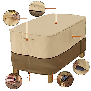 Classic Accessories Veranda Water-Resistant 32 Inch Rectangular Patio Ottoman/Side Table Cover, Outdoor Table Cover
