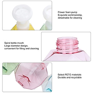 Hyuduo 4Pcs Liquid Bottle, 300ml Flower‑Shaped Refillable Foaming Dispenser Container Container Foaming Bottle,Other Bathroom Amenities