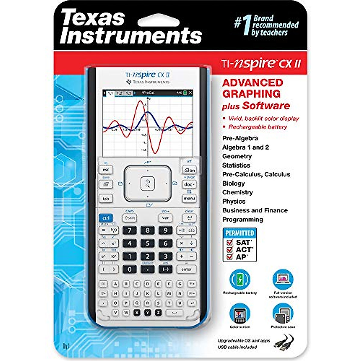 Texas Instruments TI-Nspire CX II Color Graphing Calculator with Student Software (PC/Mac) & TI-Nspire CX II CAS Color Graphing Calculator with Student Software (PC/Mac)