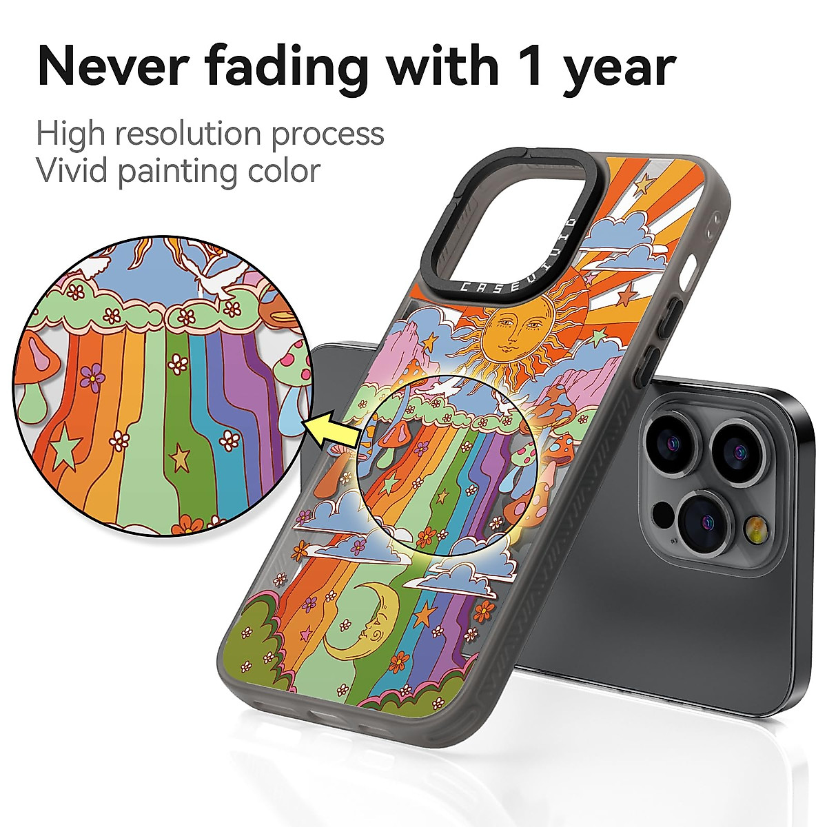 casevivid Compatible for iPhone 14 Pro Max Case Cute Aesthetic - Durable Fashion Funny Phone Case - Mushroom Pattern Print Soft Shockproof Cover 6.7" Black