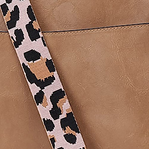 ERIHOP Crossbody Purse, Vegan Leather Cross Body Bag for Women, Top Zipper Closure Handbag with Interchangeable Leopard Strap, Khaki